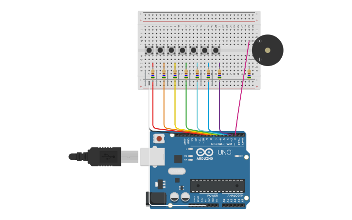 Circuit Design Arduino Piano Tinkercad 3307