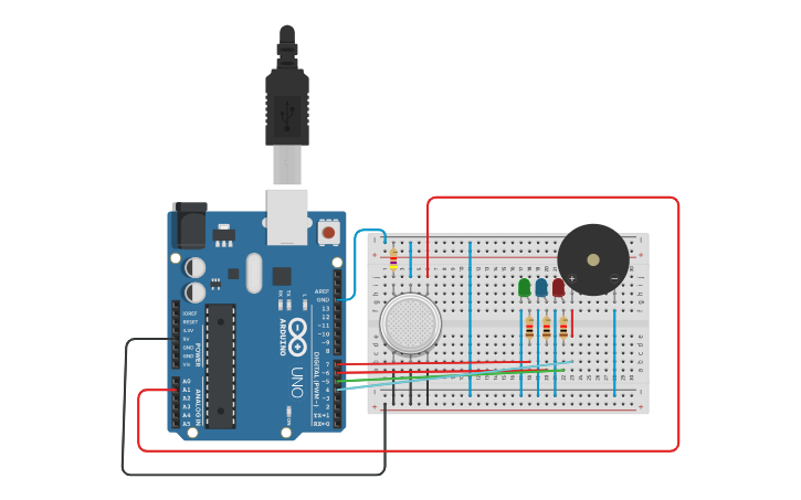 Circuit design Fire Alarm -3 - Tinkercad
