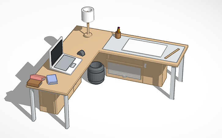 3D design Final ödev ofis dekorasyon ofis için masa - Tinkercad