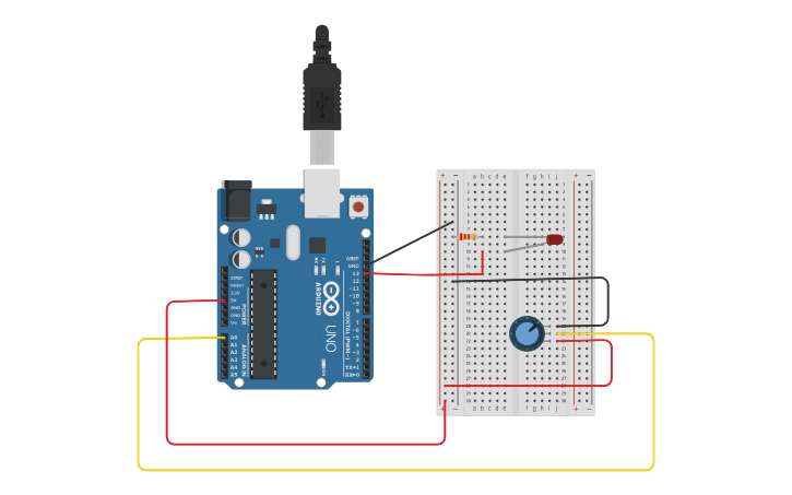 Circuit design Potentiometer - Tinkercad