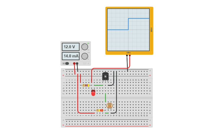Circuit design BJT als schakelaar met LDR - Tinkercad
