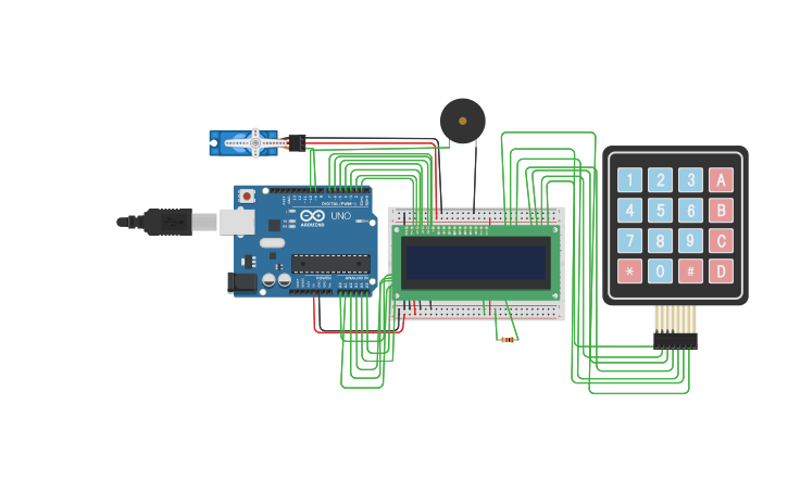 Circuit design Keypad Door Lock - Tinkercad