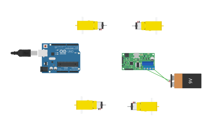 Circuit design Line Following Robot car with 3 Sensors - Tinkercad