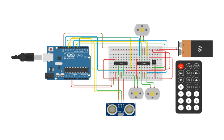 Circuit design Byte Brigade - Zoomer Bot Circuit - Tinkercad