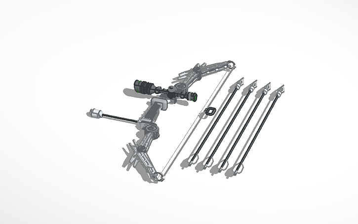 3D design "QuickSilver" Sci-fi Heavy Short Bow and Arrows | Tinkercad