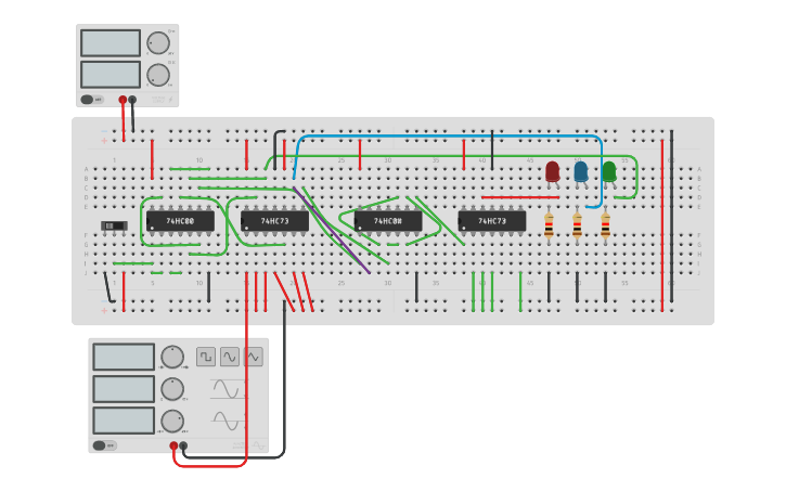 Circuit Design 3 Bit Asynchronous Counter Tinkercad