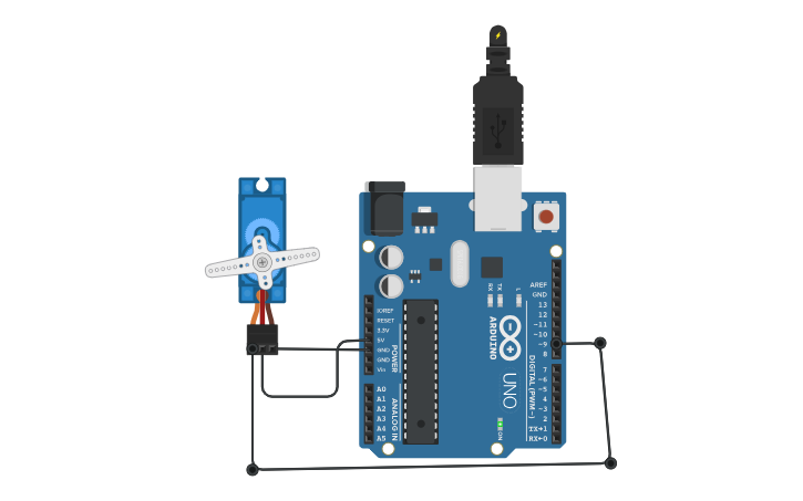 Circuit design conduccion de servomotor - Tinkercad Circuit design conduccion de servomotor - Tinkercad
