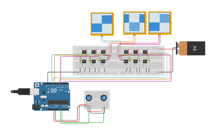 Circuit design three phase inverter - Tinkercad