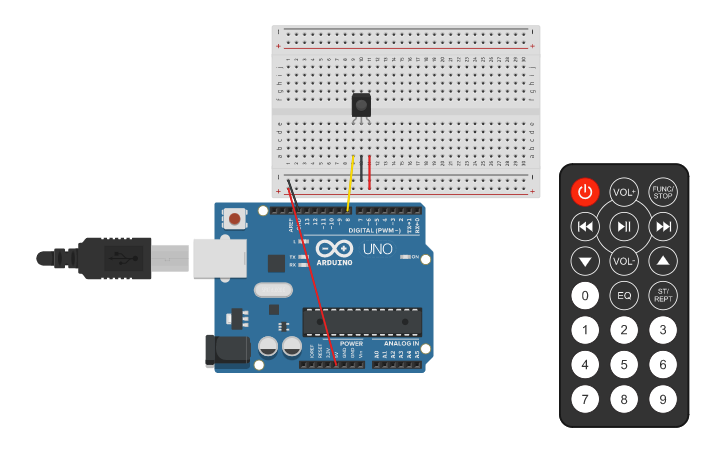 Circuit design remote control - Tinkercad