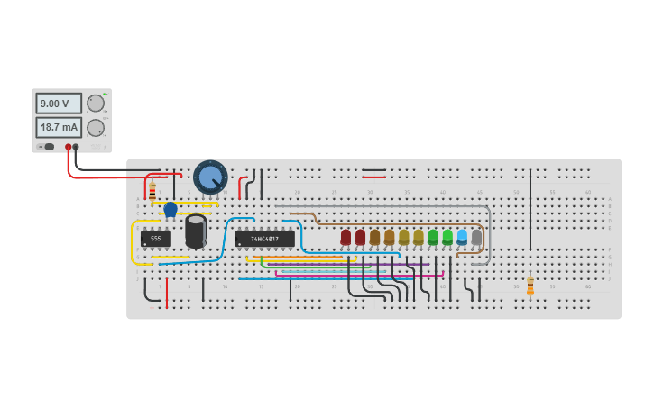 Circuit Design Led Chaser Tinkercad