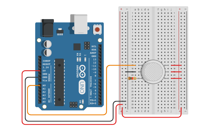 Circuit design Iniciación Arduino. Gas | Tinkercad