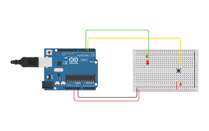 Circuit design 2 - Pull Down Resistor - Tinkercad