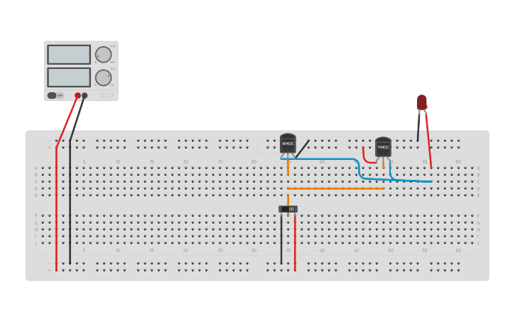Circuit design Inversor CMOS - Tinkercad