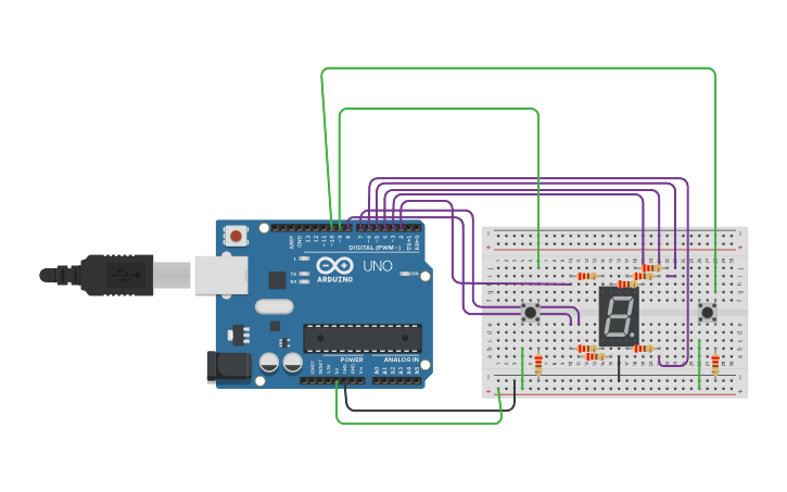 Circuit design 7segment - Tinkercad