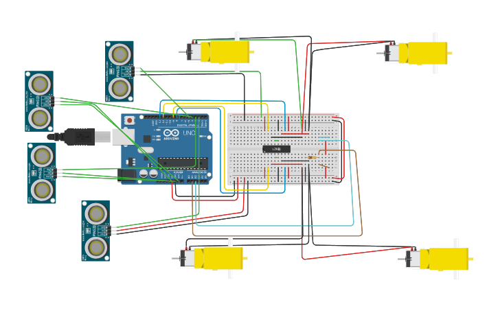 Circuit design Seguidor de linea - Tinkercad