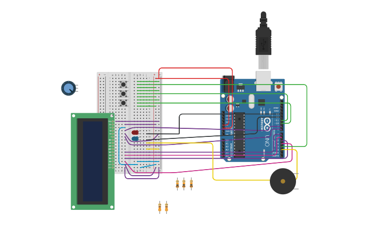 Circuit design React Game - Tinkercad