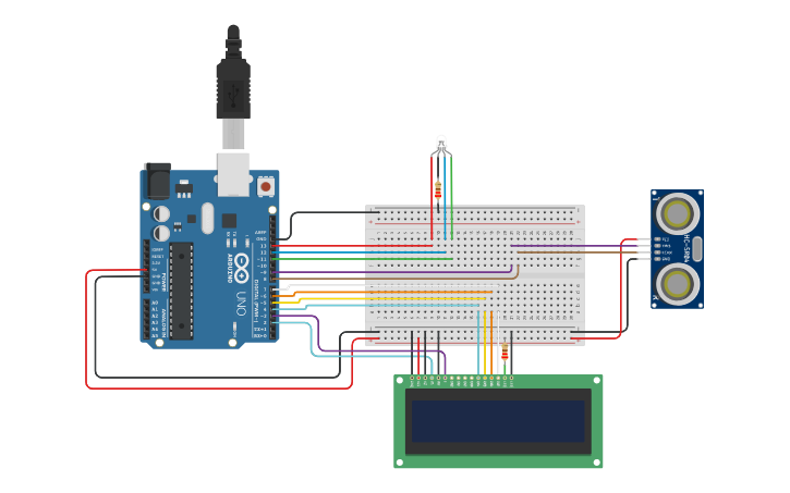 Circuit Design Arduino Hc Sr04 Ultrasonic Sensor Tinkercad 5267