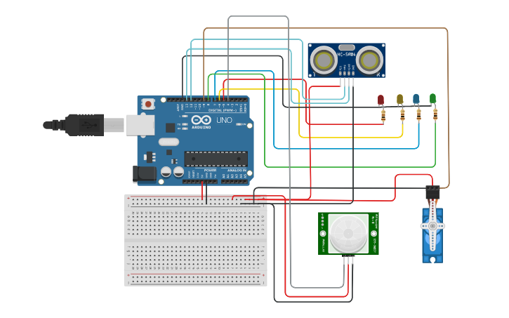 Circuit design smart dustbin final - Tinkercad