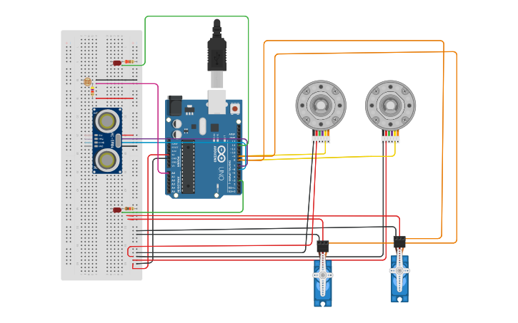 Circuit design Autonomous car control with Arduino - Tinkercad