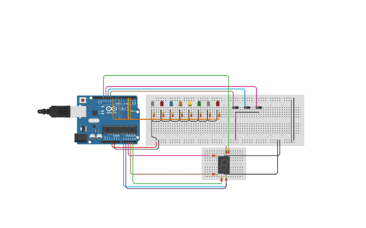 Circuit design Striscia led sequenza luci natale - Tinkercad
