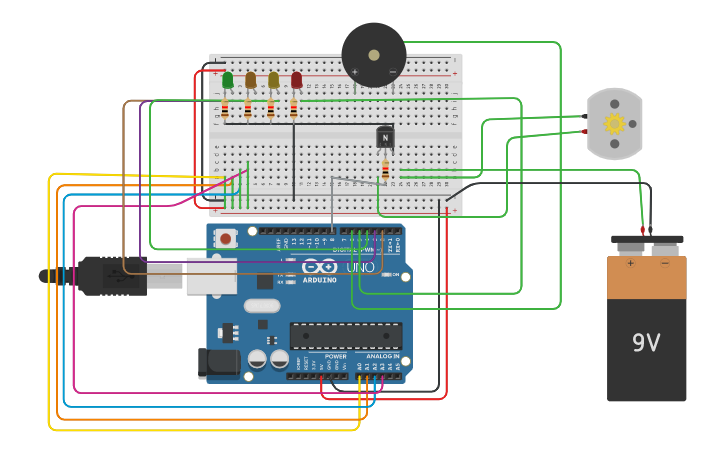 Circuit design Water Level Indicator - Tinkercad