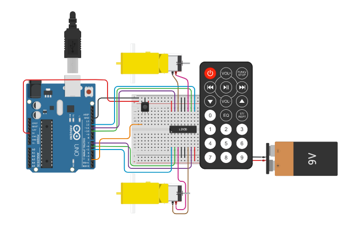 Circuit design Controler Rover - Tinkercad