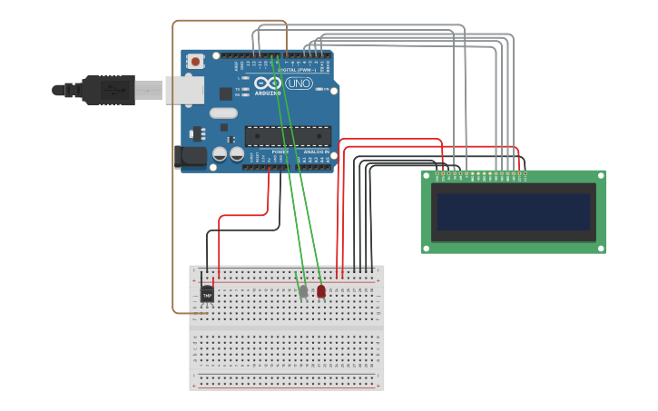 Circuit design Temp controlled system | Tinkercad