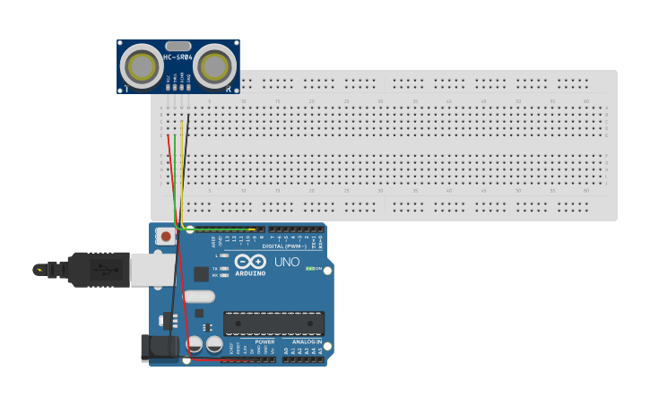 Circuit design Arduino con Sensor Ultrasonico - Tinkercad