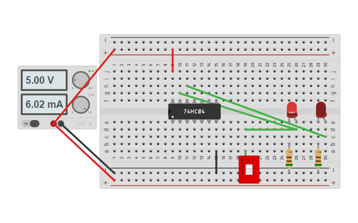Circuit design 74HC04 - Tinkercad