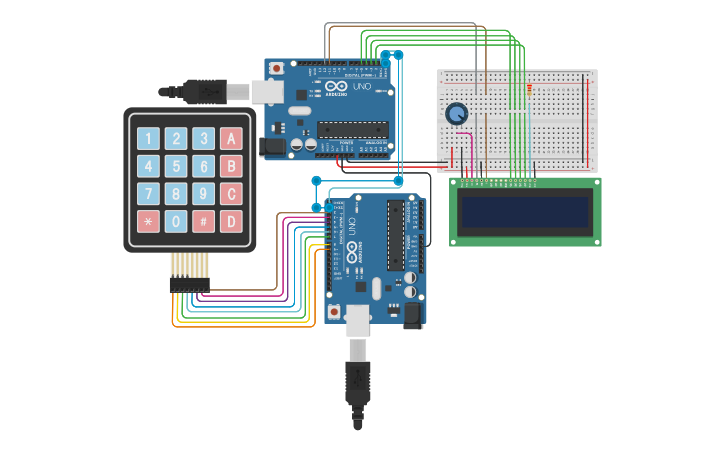 Circuit design TX RX Keypad LCD - Tinkercad