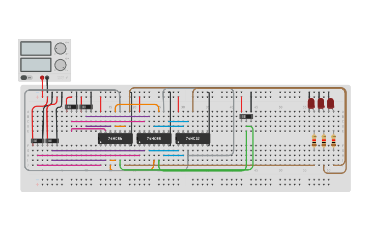 Circuit design 5 Inputs - Tinkercad