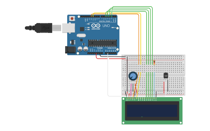 Circuit design temperature sensor - Tinkercad
