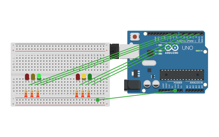 Circuit design Cruce semaforos - Tinkercad