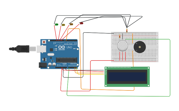 Circuit design Program 6: Air Quality Gas Sensor (MQ135) - Tinkercad