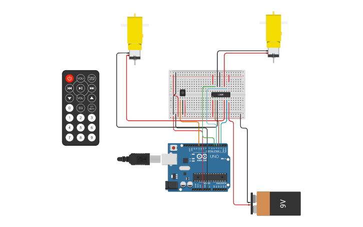 Circuit design Carrinho com controle - Tinkercad