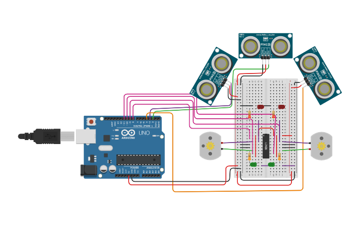 Circuit design Evasor de obstaculos - Tinkercad