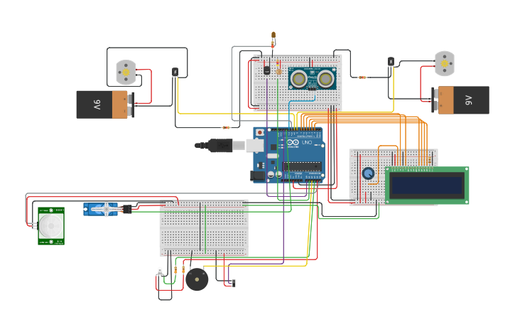 Circuit design GREEN HOUSE WITH SMART IRRIGATION - Tinkercad
