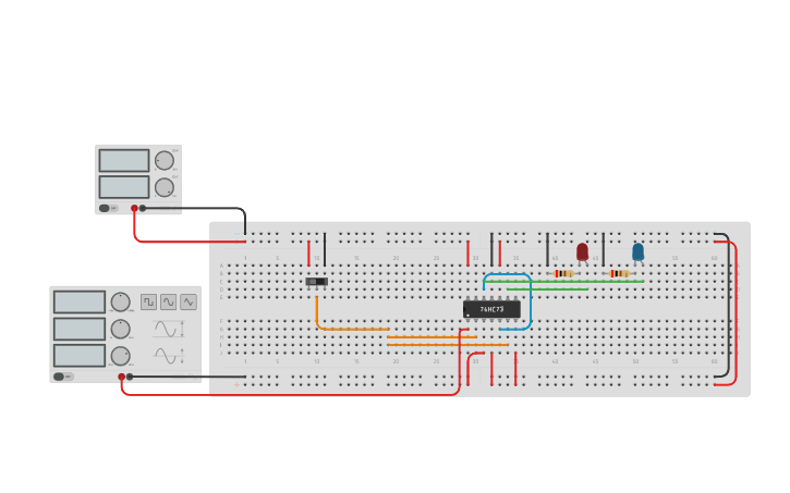 Circuit design 2-bit Asynchronous Counter - Tinkercad