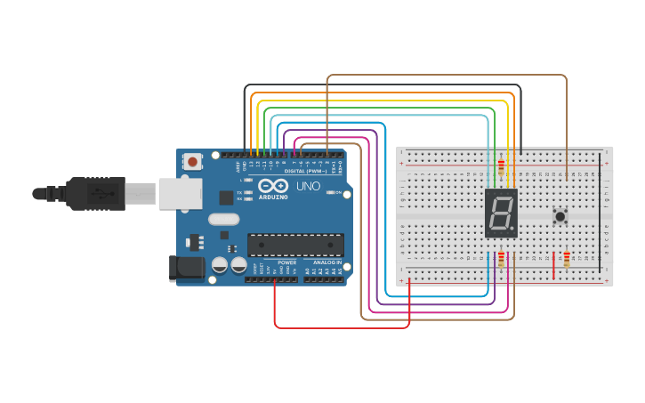 Circuit design 05 - Hexadecimal Counter - Tinkercad