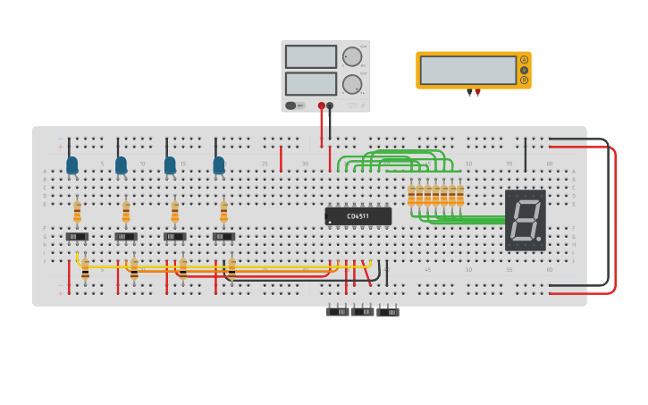 Circuit design Lcd 7 segmentos | Tinkercad