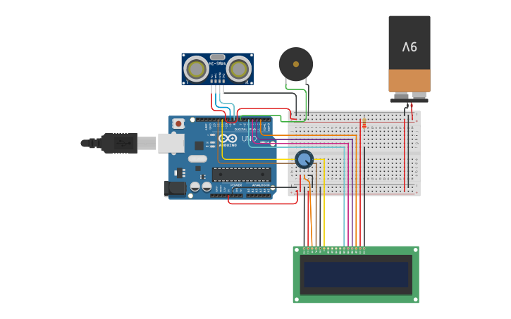 Circuit design Covid-19 Safe distance keeper - Tinkercad