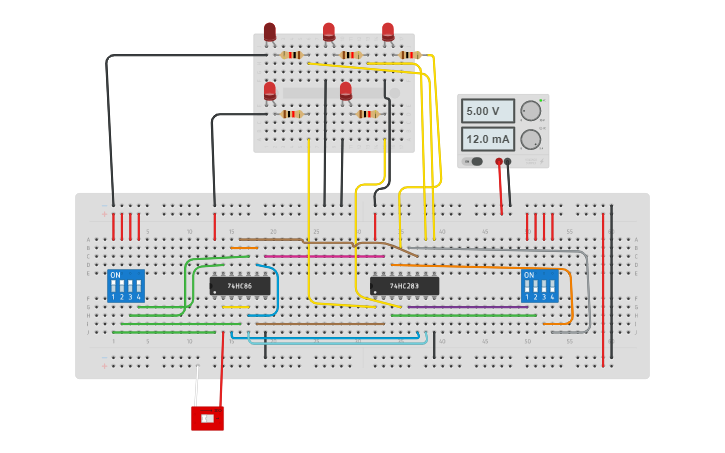 Circuit design BCD adder - Tinkercad