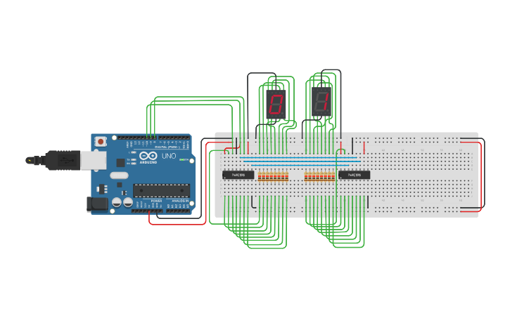 Circuit design Schieberegister - Tinkercad