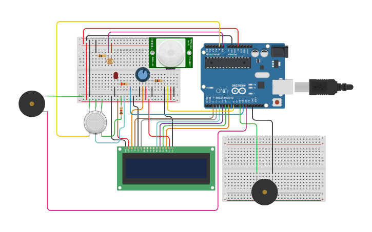 Circuit design Sensor Gas dan Sensor Gerak (Alya Fanny-18102221) - Tinkercad