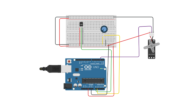 Circuit design Monitor the room temperature and humidity - Tinkercad