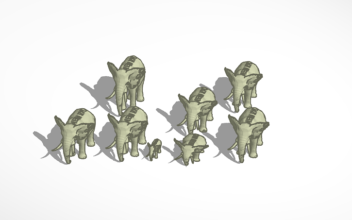 3D design Mama and Baby Elephant - Tinkercad