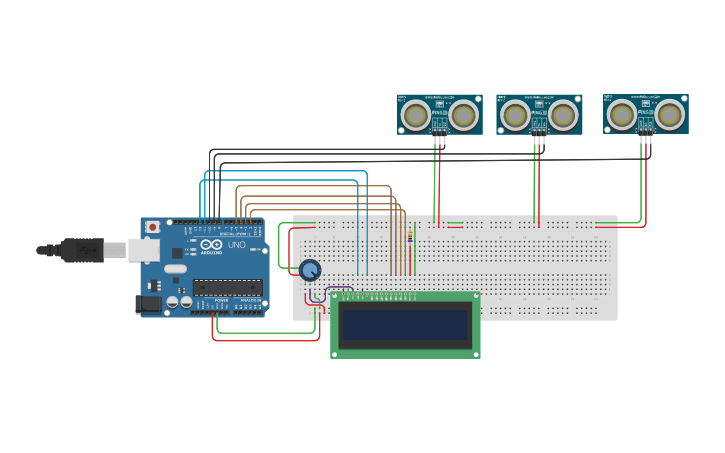 Circuit design CAR parking System - Tinkercad