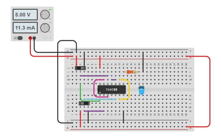 Circuit design Circuito combinatorio NAND - Tinkercad Circuit design Circuito combinatorio NAND - Tinkercad
