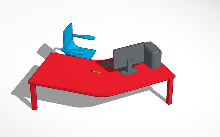 3D design Desk and chair - Tinkercad