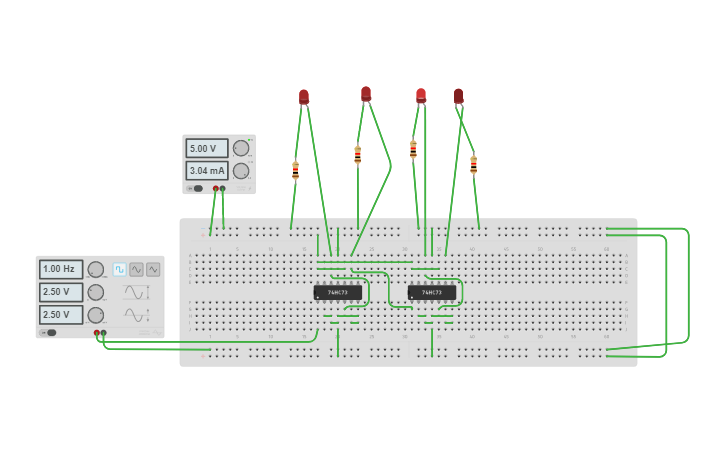 Circuit design Asynchronous UP Counter - Tinkercad
